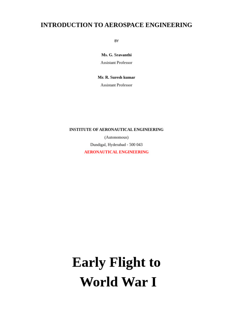 Introduction To Aerospace Engineering | PDF