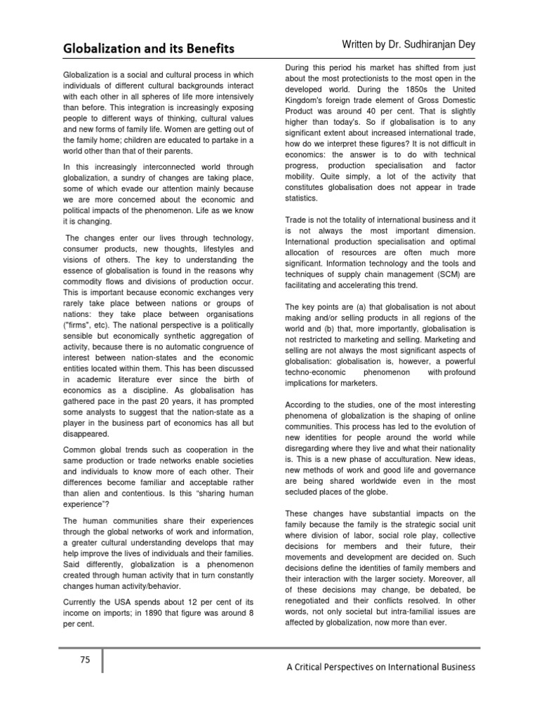 Globalization and Its Benefits | PDF