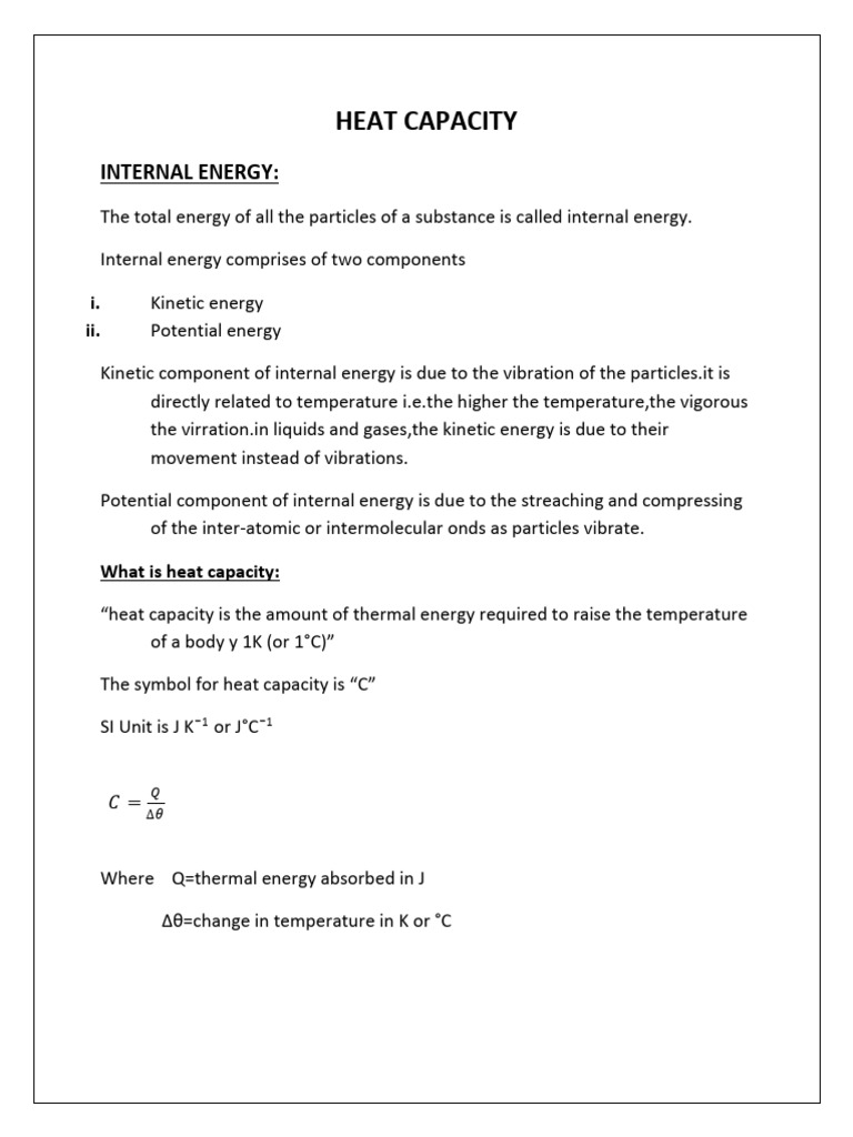 Heat Capacity Notes and Paper | PDF