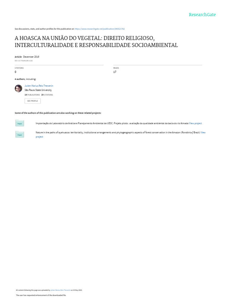 2019 - IRIGARAY - A Hoasca Na União Do Vegetal - Direito Religioso ...