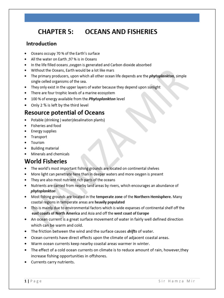 CH 5 Oceans & Fisheries | PDF