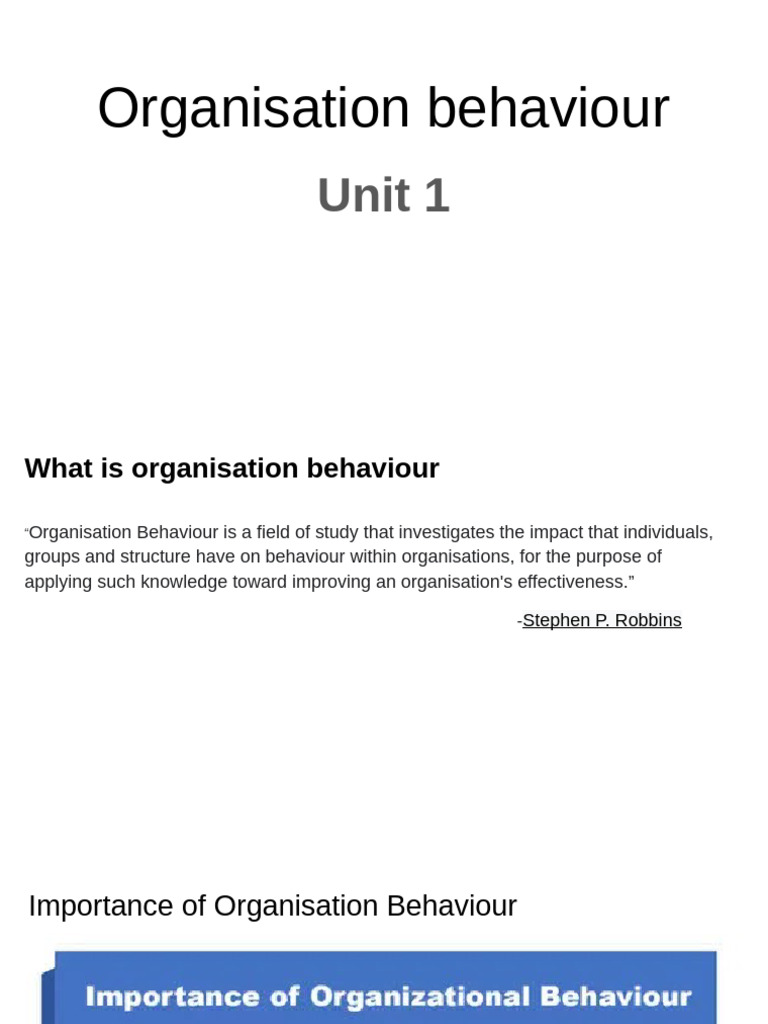 Organisation Behaviour Unit1 Pdf