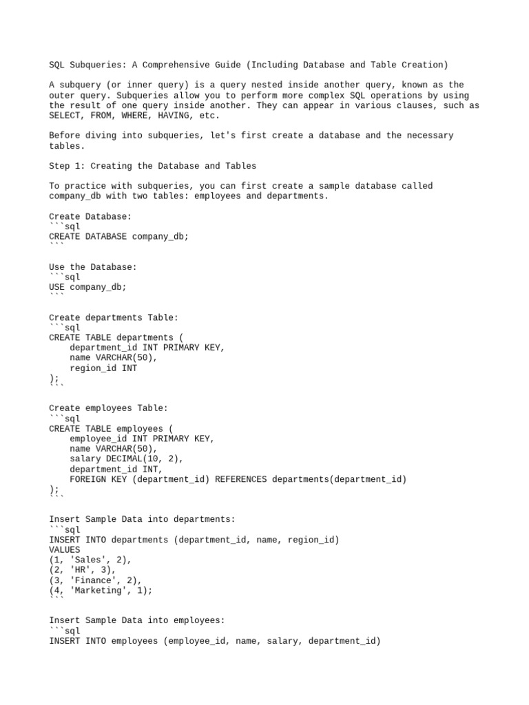 SQL Subqueries Guide Standardized | PDF | Computing | Data Management Software