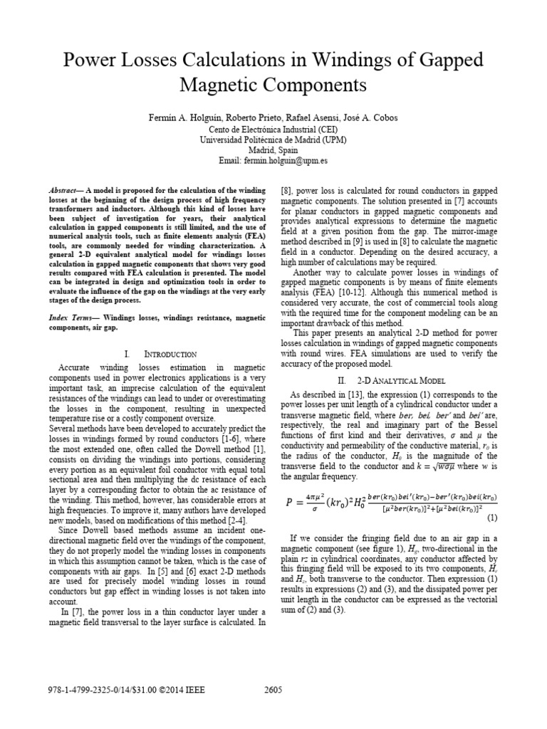 Holguin2014 - Power Losses Calculations in Windings of Gapped Magnetic ...