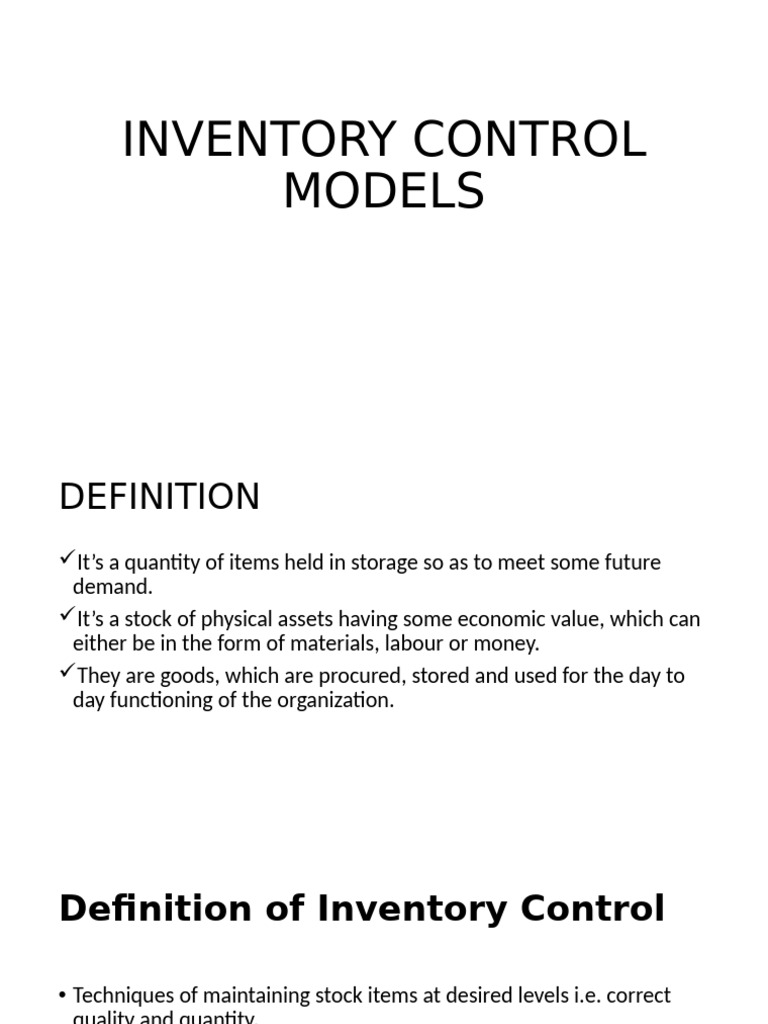 Inventory Control 1 | PDF