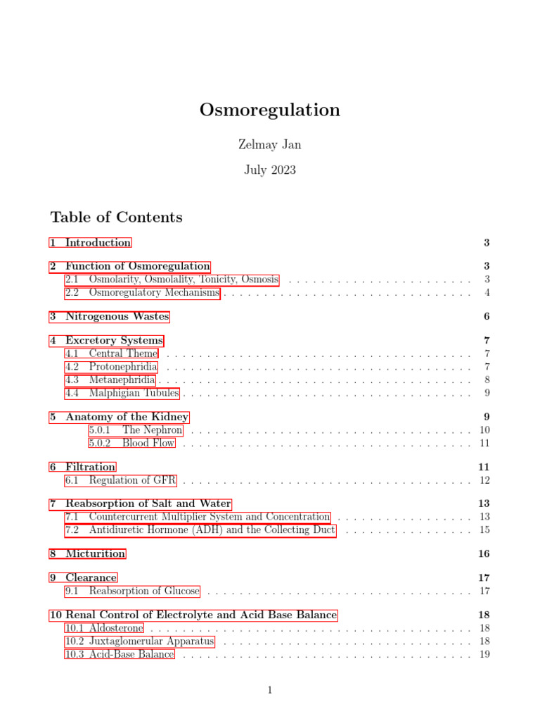 Osmoregulation | PDF