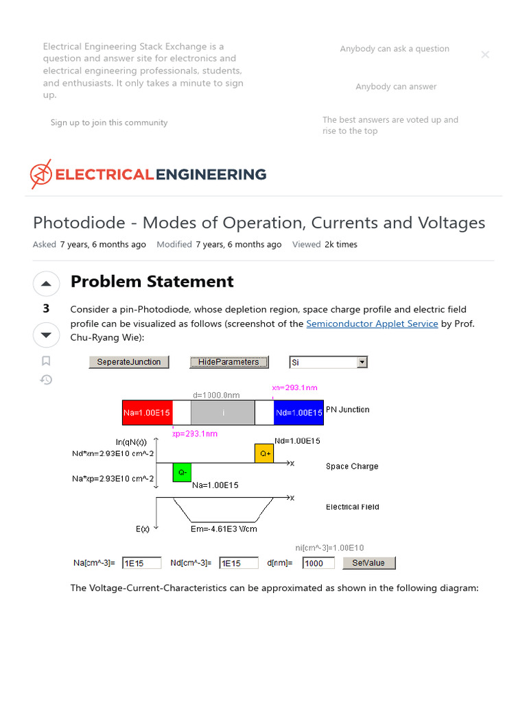 Led - Photodiode - Modes of Operation, Currents and Voltages - Electrical Engineering Stack ...