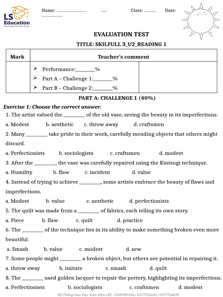 Skilfull 3 - U2 - Reading 1 Minitest | PDF