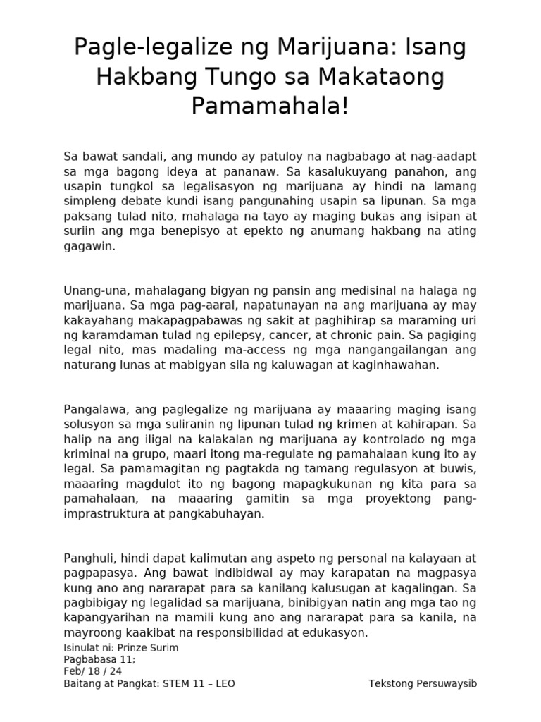 Legalization ng Marijuana sa Pilipinas | PDF