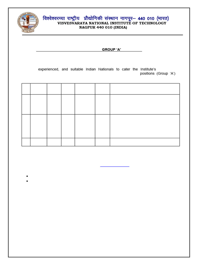 Vnit-Non-Teaching Group A Positions | PDF