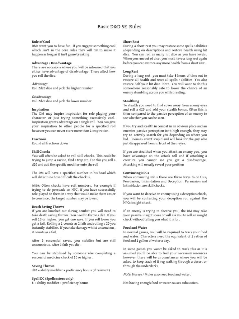 Rules Handout | PDF