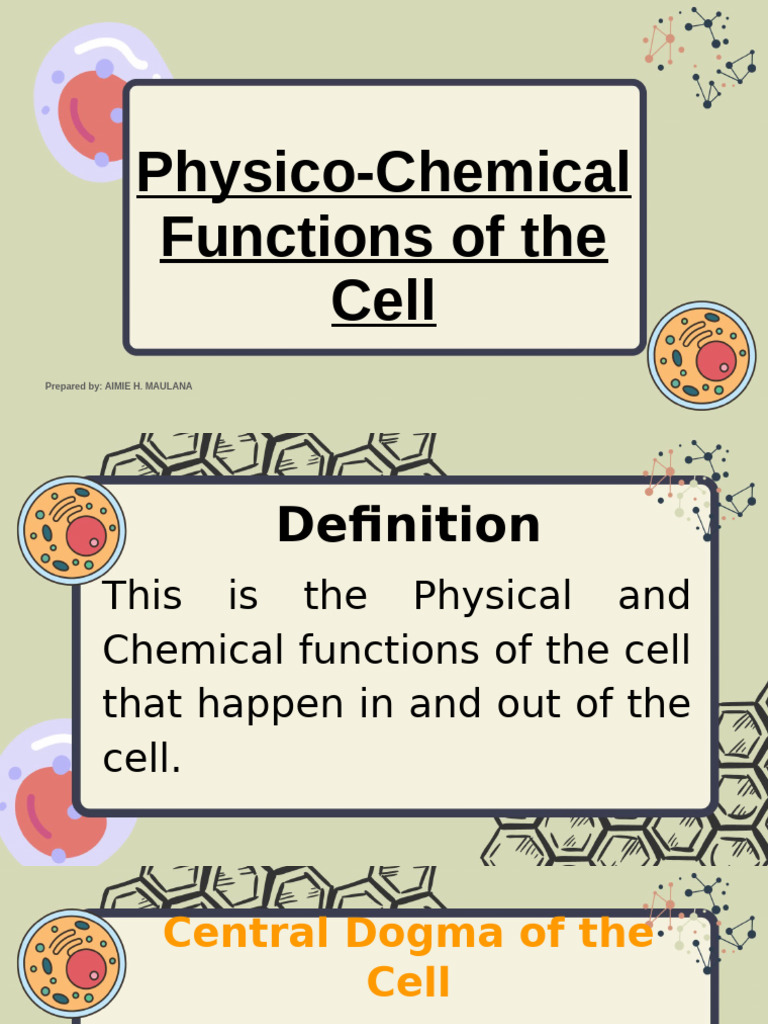 Physico-Chemical Functions of The Cell | PDF | Cell (Biology ...