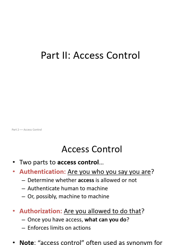 Part II: Access Control | PDF