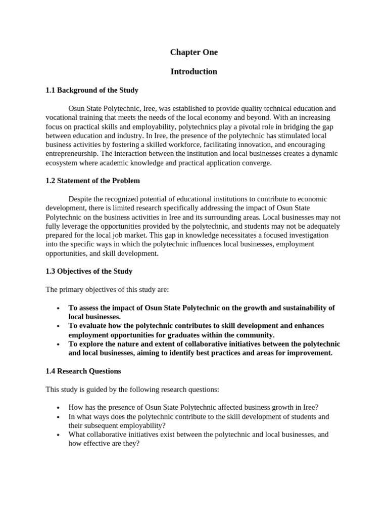 The Impact of Polytechnic in Business Activities in Osun State ...