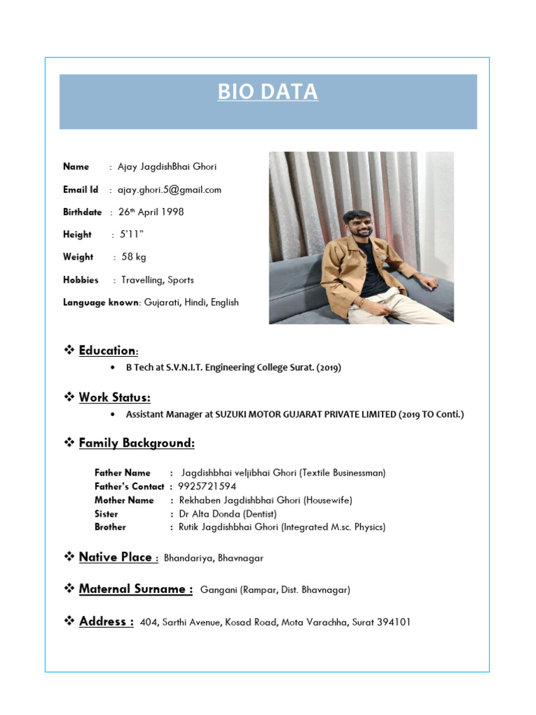 Bio Data Ajay | PDF