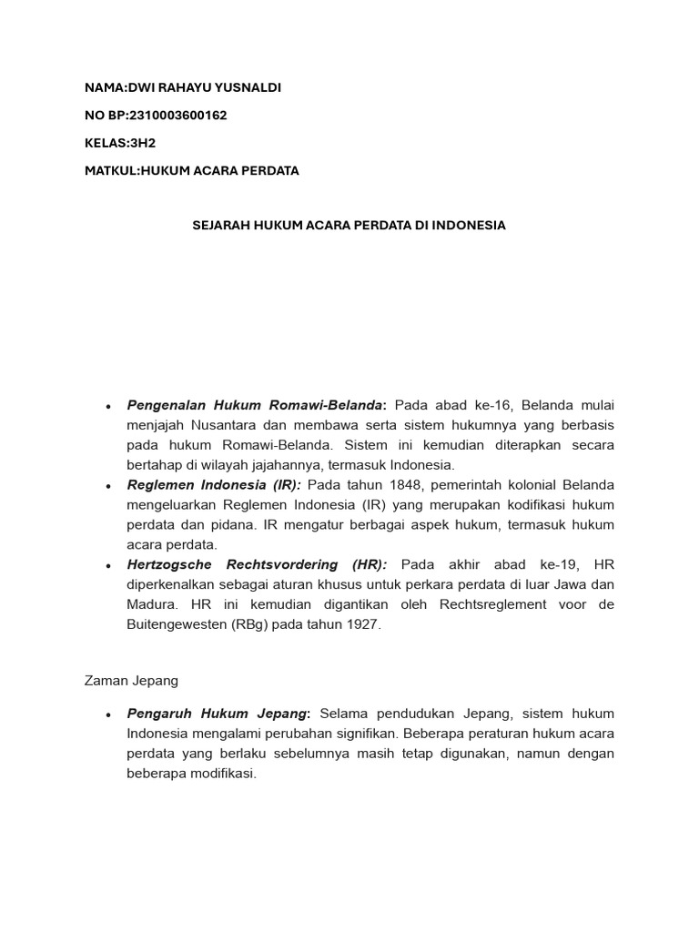 hk acara perdata tgs 1 | PDF