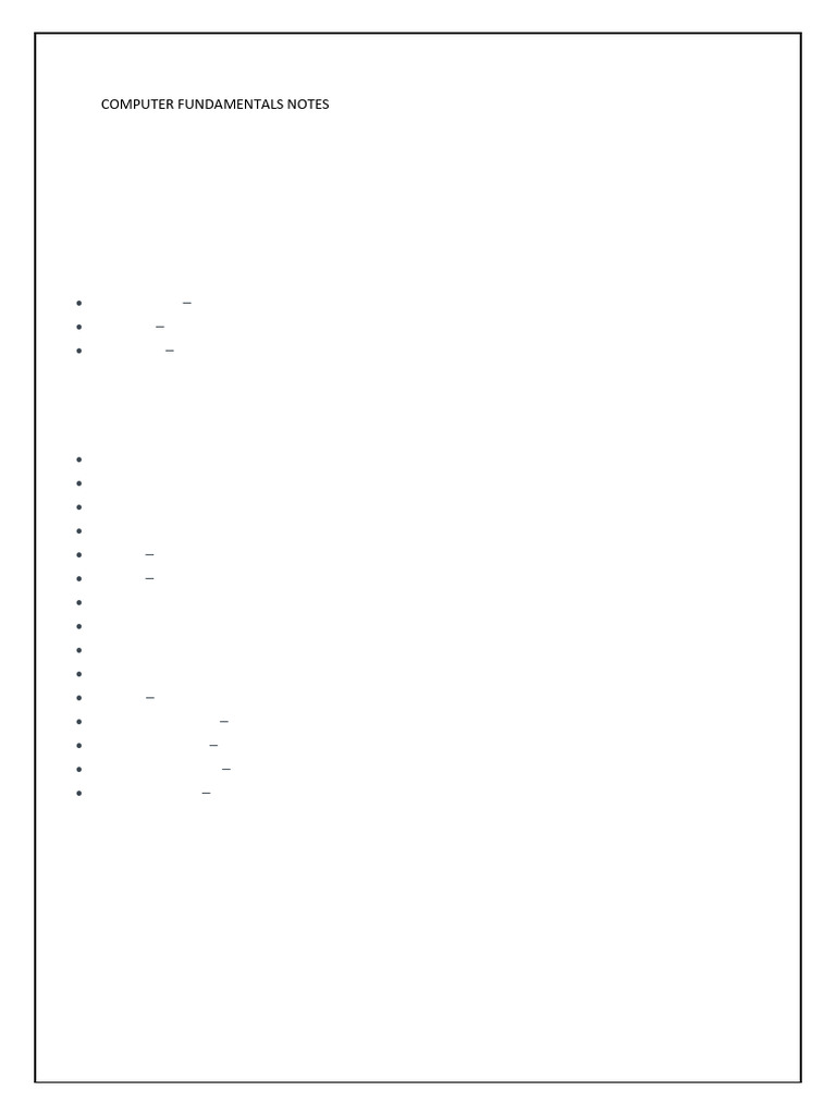 Computer Fundamentals Notes | PDF