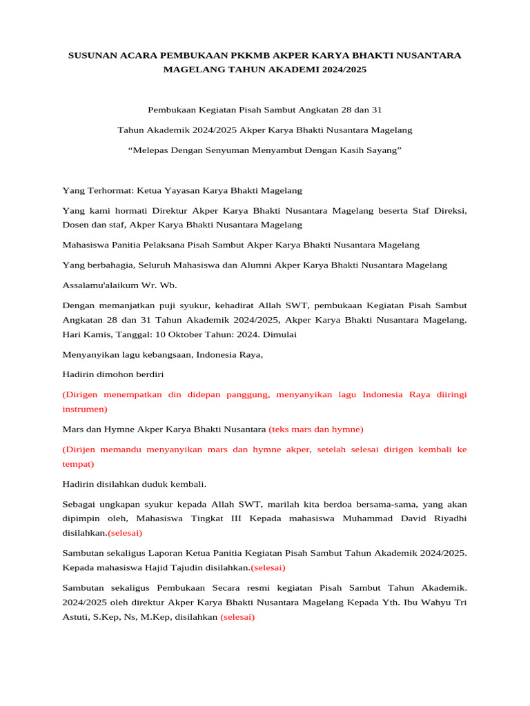 Teks MC Formal Pisah Sambut 2024 | PDF