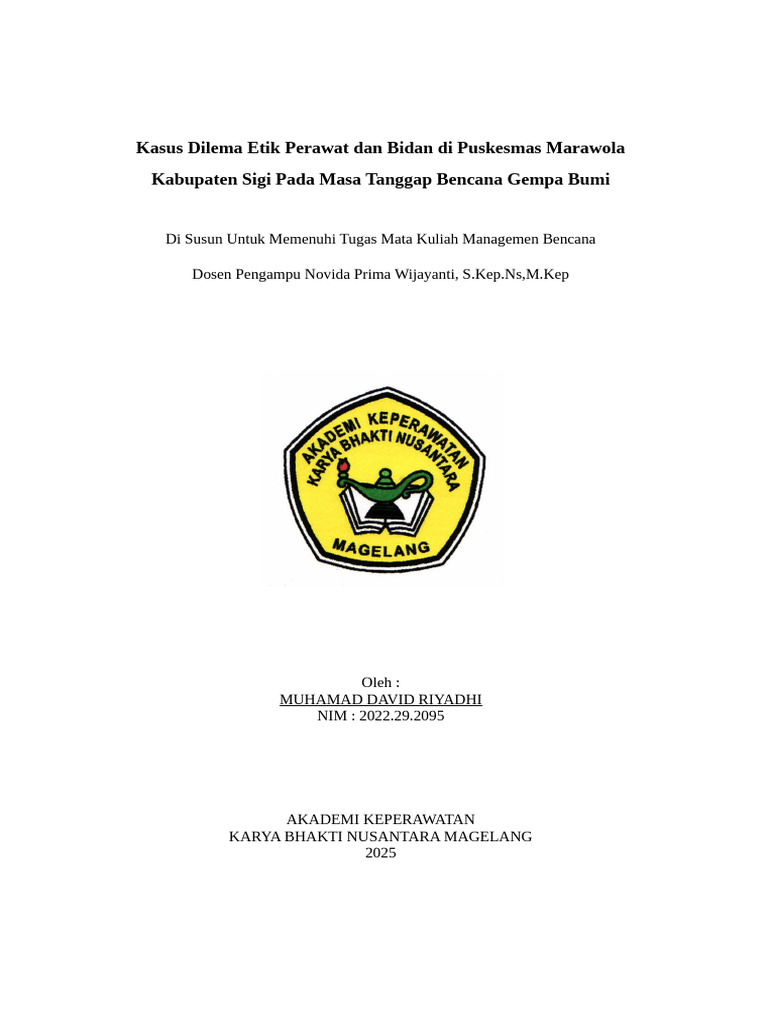 Kasus Dilema Etik Muhamad David Riyadhi (2022.29.2095) ? | PDF