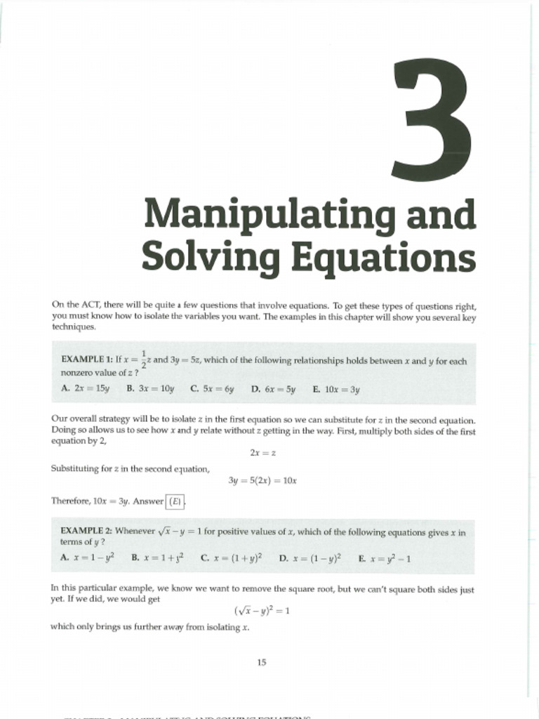 3-1 Manipulating and Solving Equations | PDF