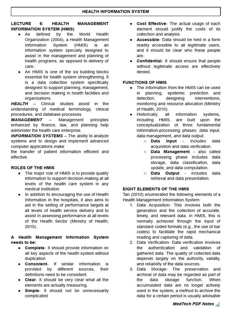 6.-HIS-HEALTH-MANAGEMENT-INFORMATION-SYSTEM-HMIS | PDF
