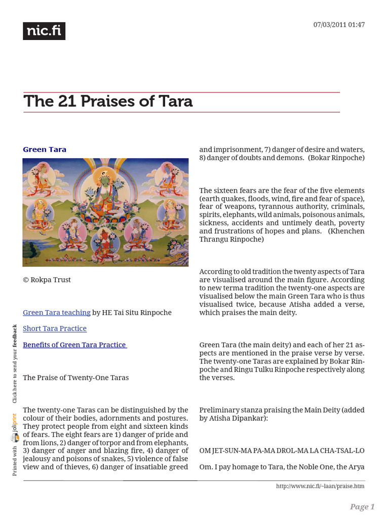 The 21 Praises of Tara | PDF