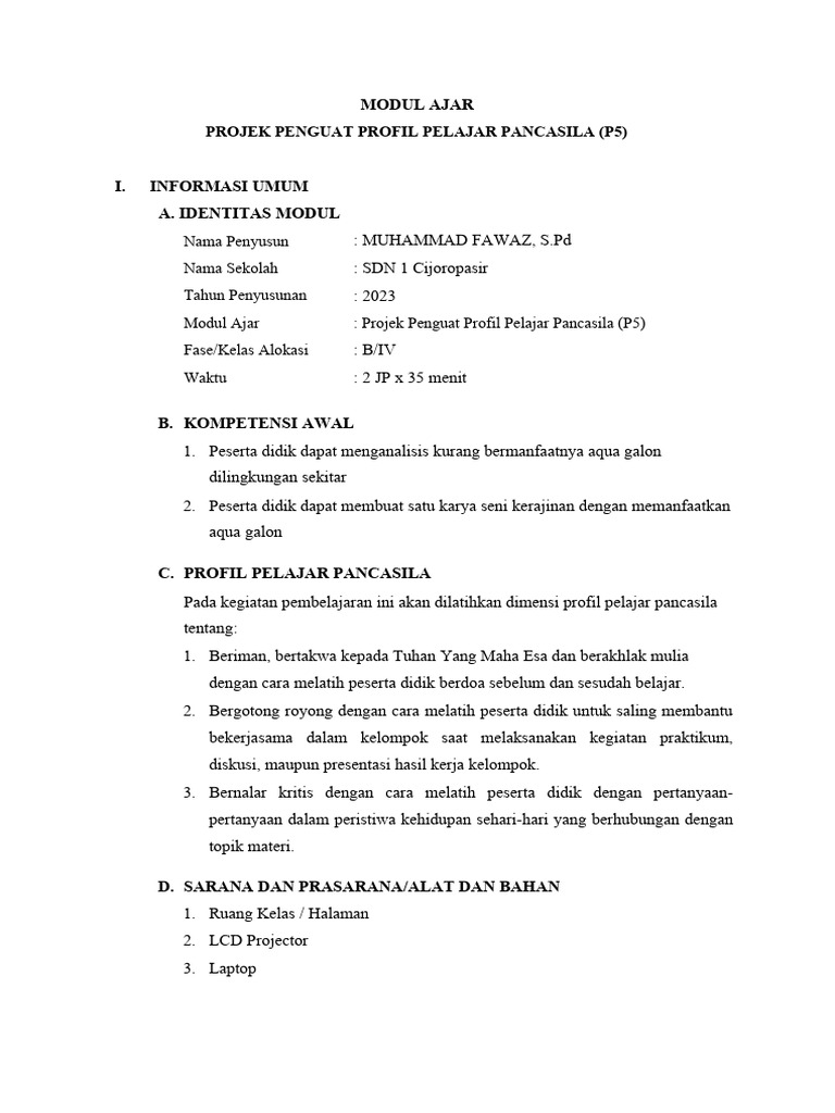 Modul Ajar P5 KLS 4 | PDF