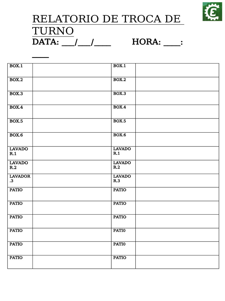 RELATORIO DE TROCA DE TURNO | PDF
