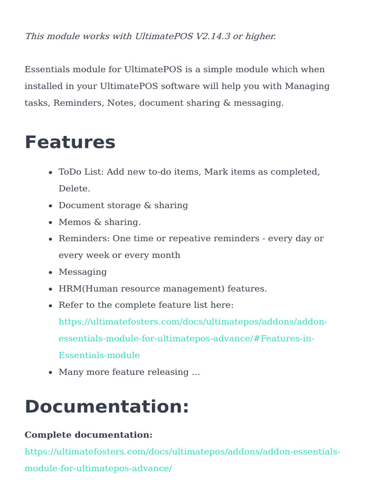 Getting Started - Essentials Module For UltimatePOS - Advance | PDF