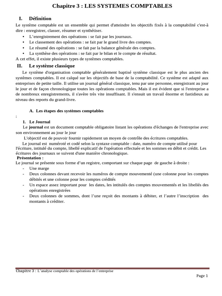 Chapitre 4 Les Systèmes Comptables | PDF