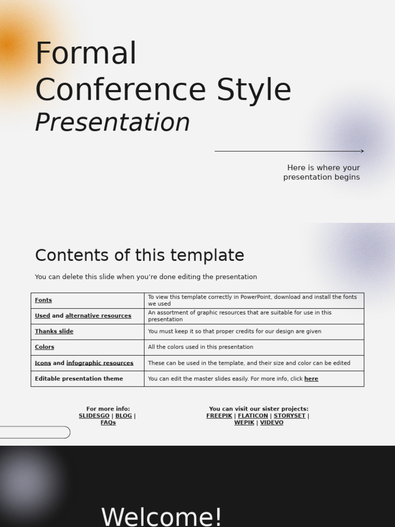 Formal Conference Style Presentation by Slidesgo | PDF