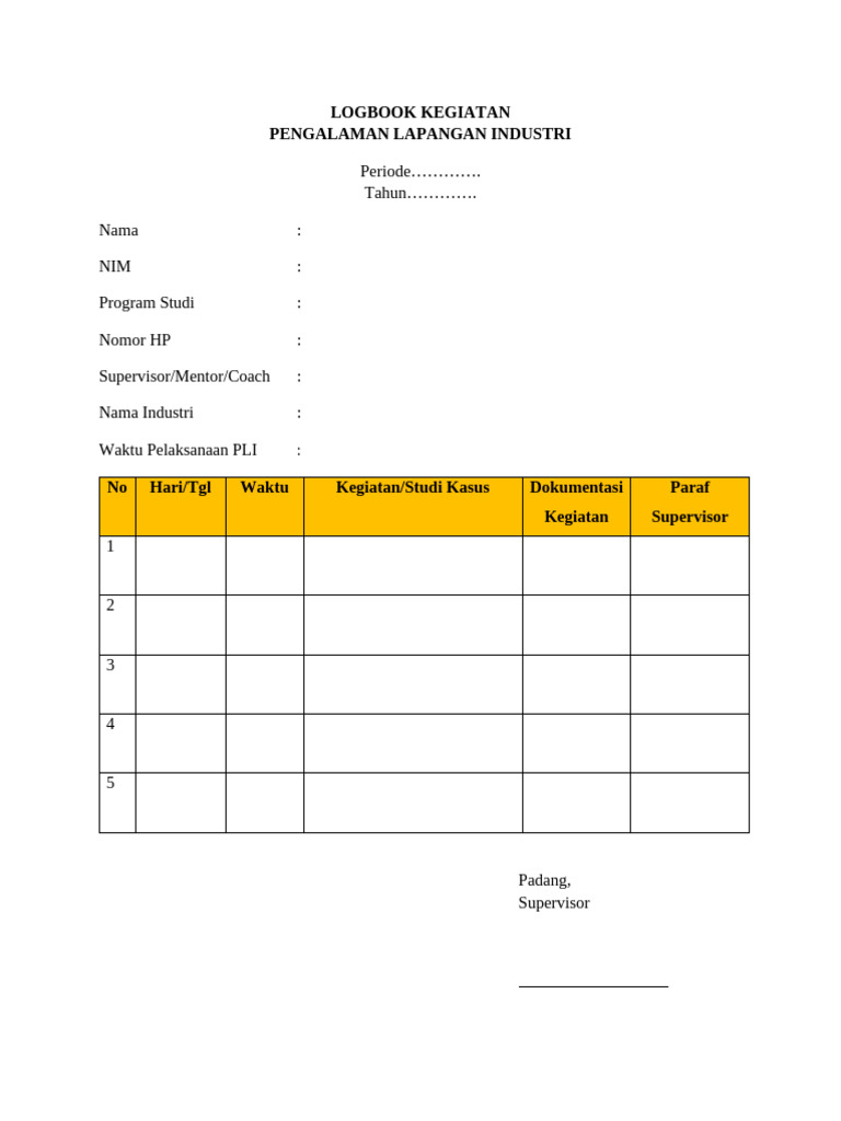 Logbook Kegiatan | PDF