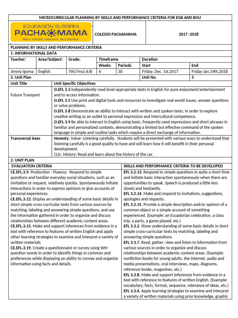 7mo English Block 3 Plan 2017 2018 (Book Unit 2) | PDF | Vocabulary | Information