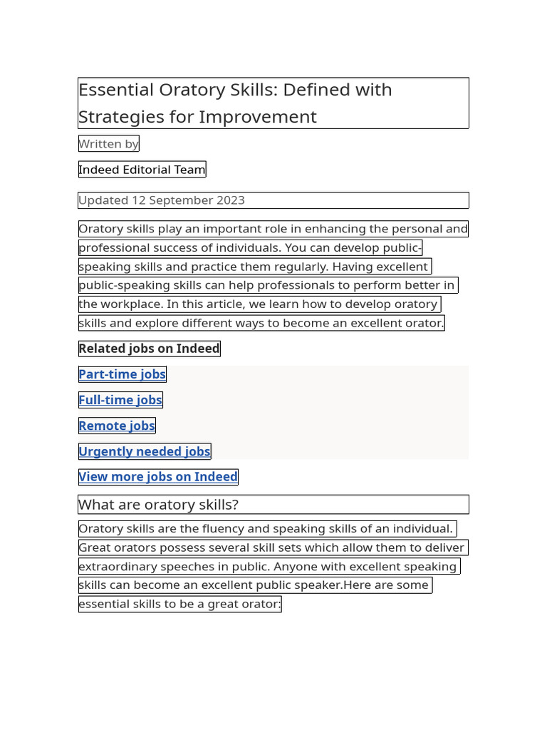 ORATORY SKILLS | PDF