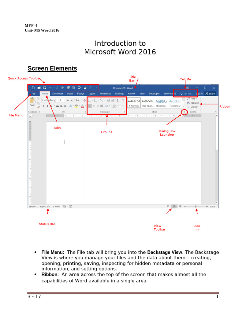 Introduction To Word 2016 | PDF