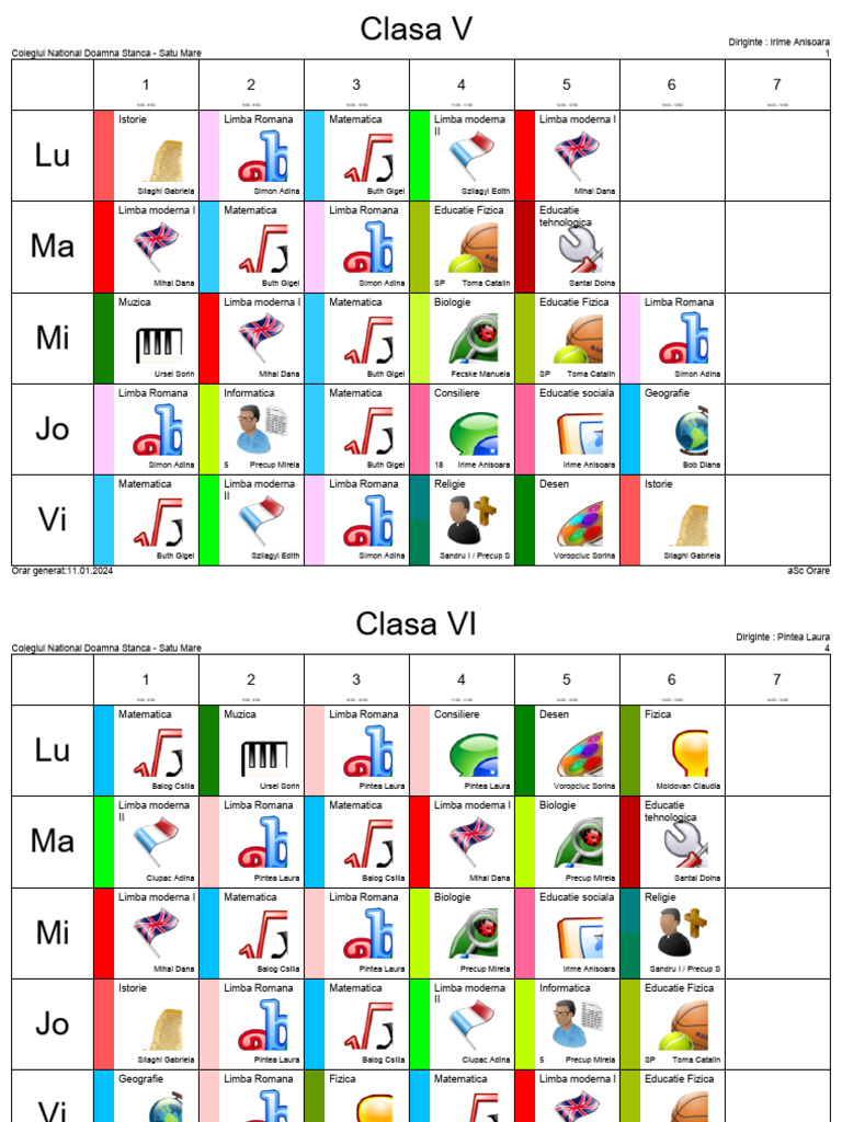 Orar Clase 11 01 2023 | PDF