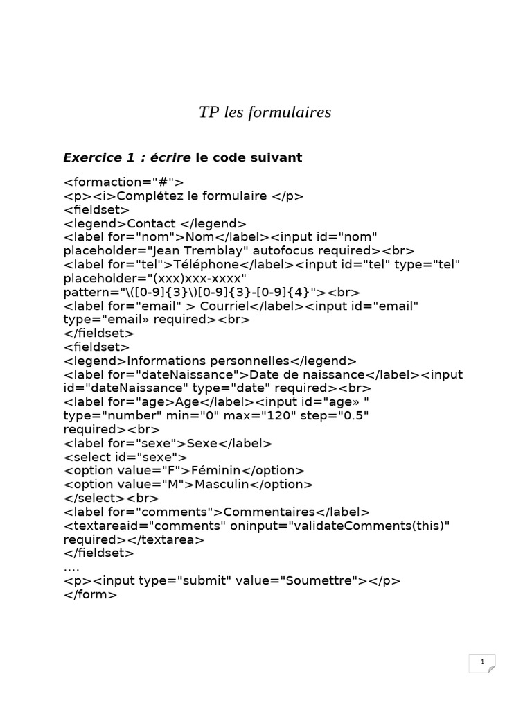 TP Les Formulaires | PDF