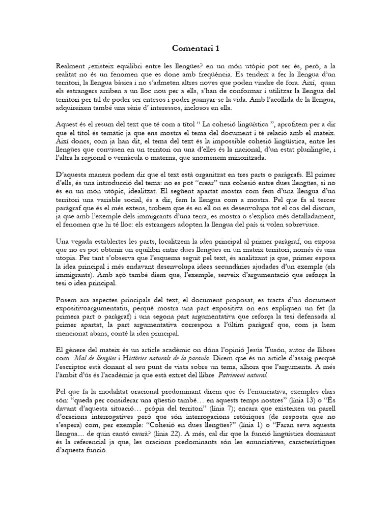 Comentaris - Models | PDF