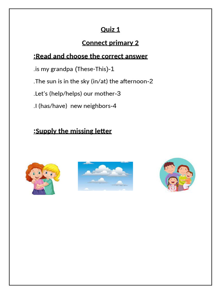 Quiz 1 Connect Primary 2 | PDF