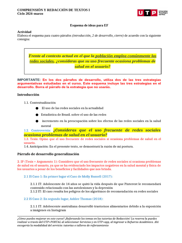 Esquema EXAMEN FINAL | PDF Esquema EXAMEN FINAL | PDF