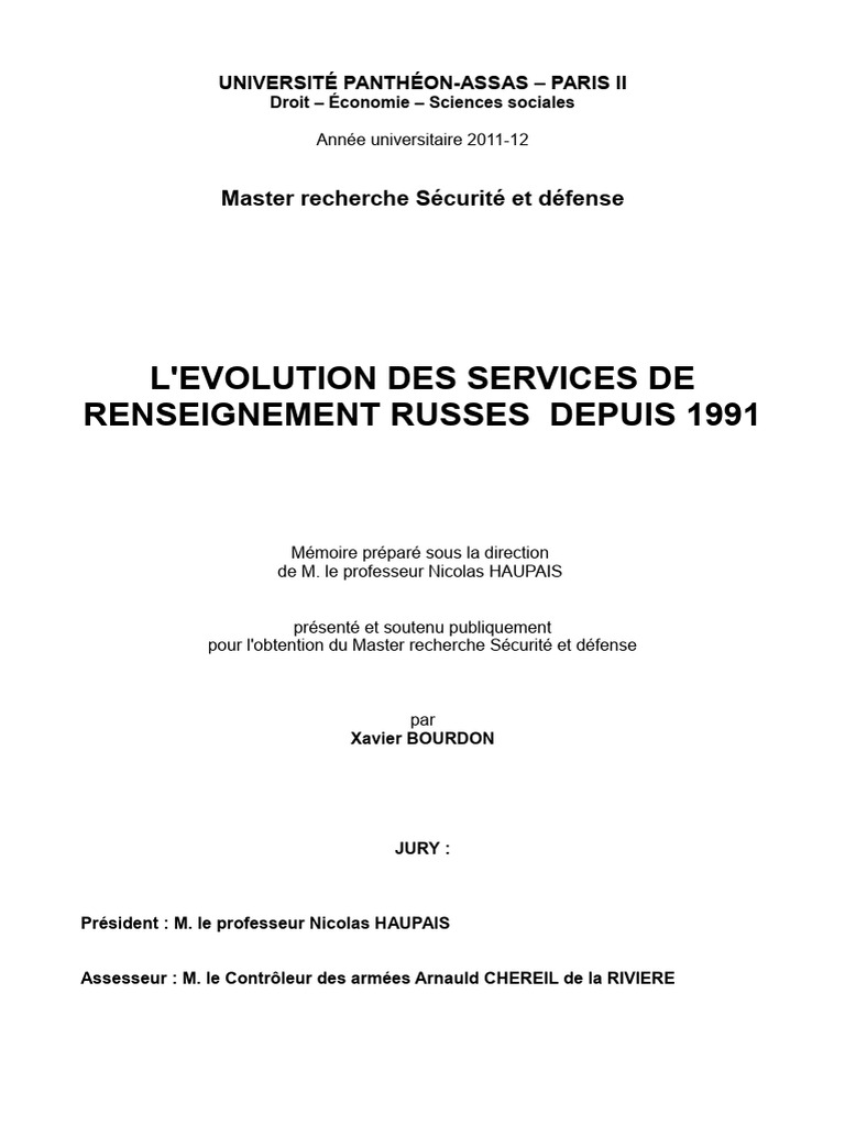 Levolution Des Services de Renseignement Russes Depuis 1991 | PDF