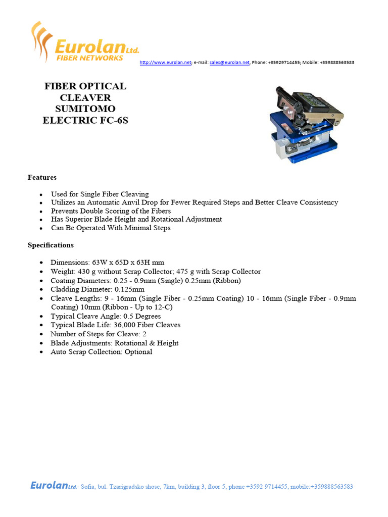 Cleaver Sumitomo FC-6S | PDF