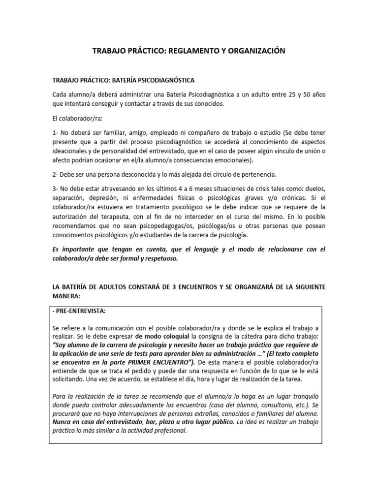 Reglamento y Guia Del Trabajo PrÃ¡ctico 2023 | PDF | Depresión (estado de ánimo) | Sicología