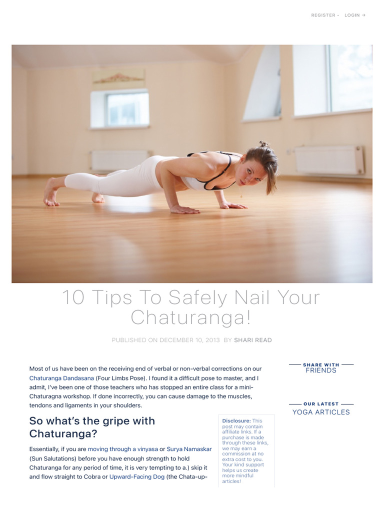 10 Tips To Safely Nail Your Chaturanga! - Yoga Basics | PDF