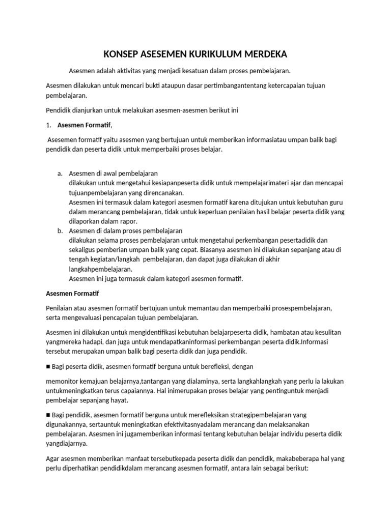 Konsep Asesemen Kurikulum Merdeka | PDF
