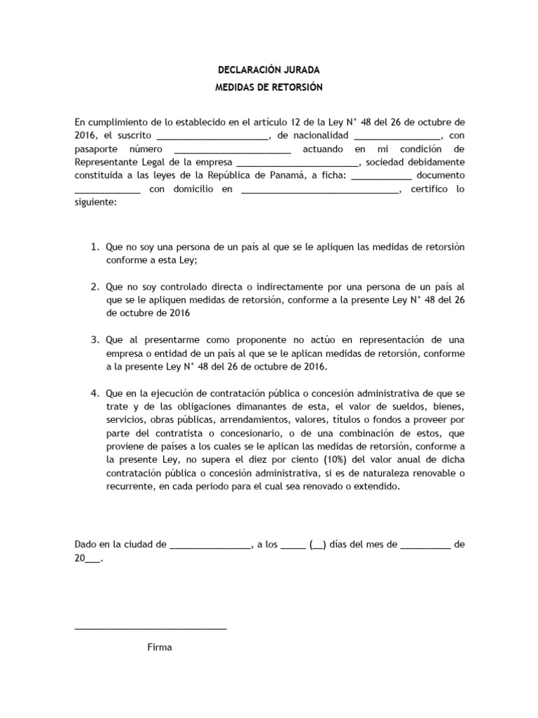 MEDIDAS DE RETORSION Ejemplo | PDF