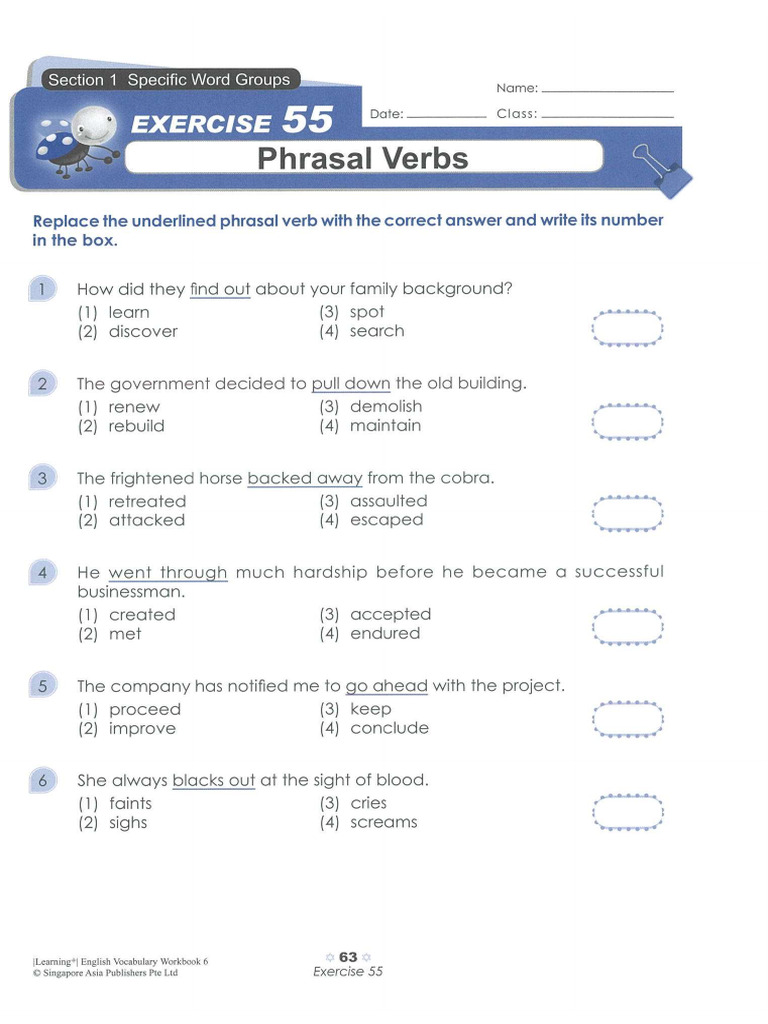 Learning+ Primary 6 Phrasal Verb Practice | PDF