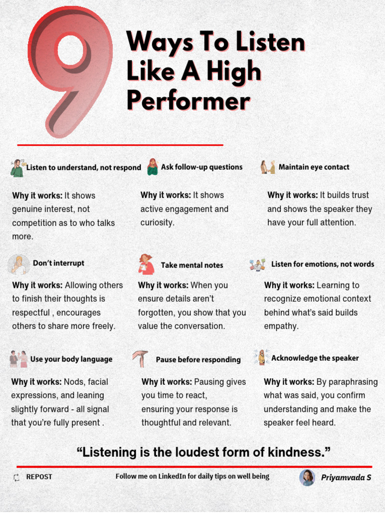 How To Listen Like A High Performer | PDF | Career & Growth | Self ...