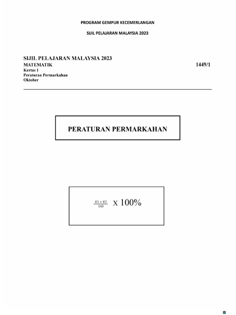 Skema Matematik K1 Perlis 2023 | PDF Skema Matematik K1 Perlis 2023 | PDF
