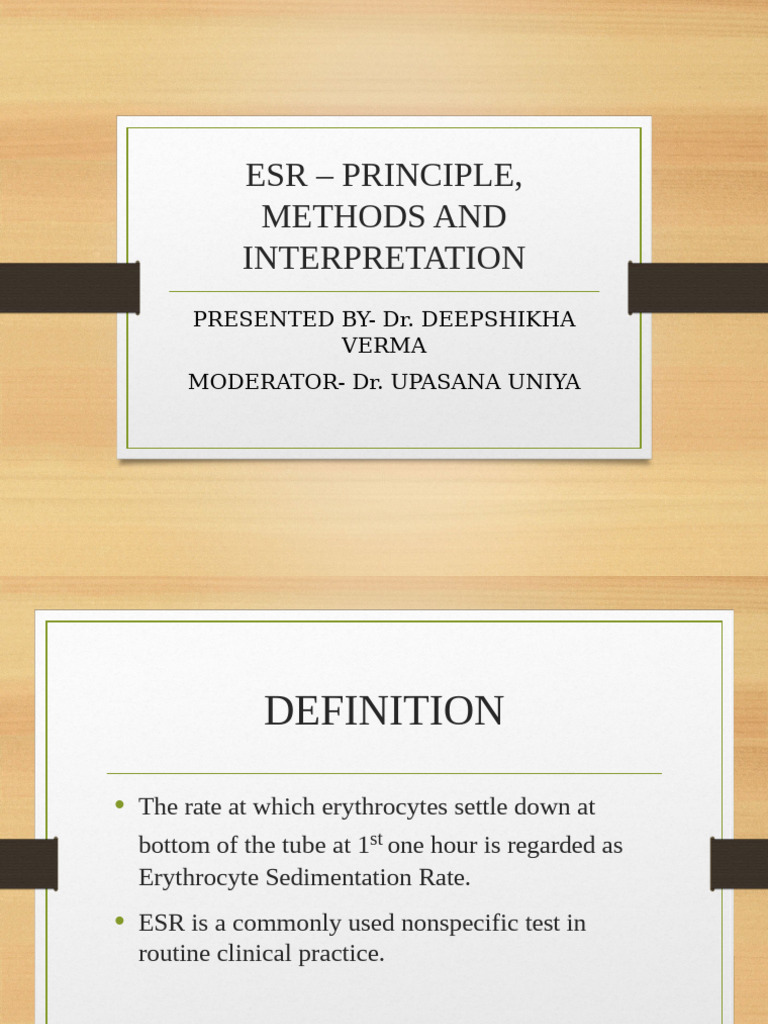 ESR - Method, Principle and Interpretation | PDF